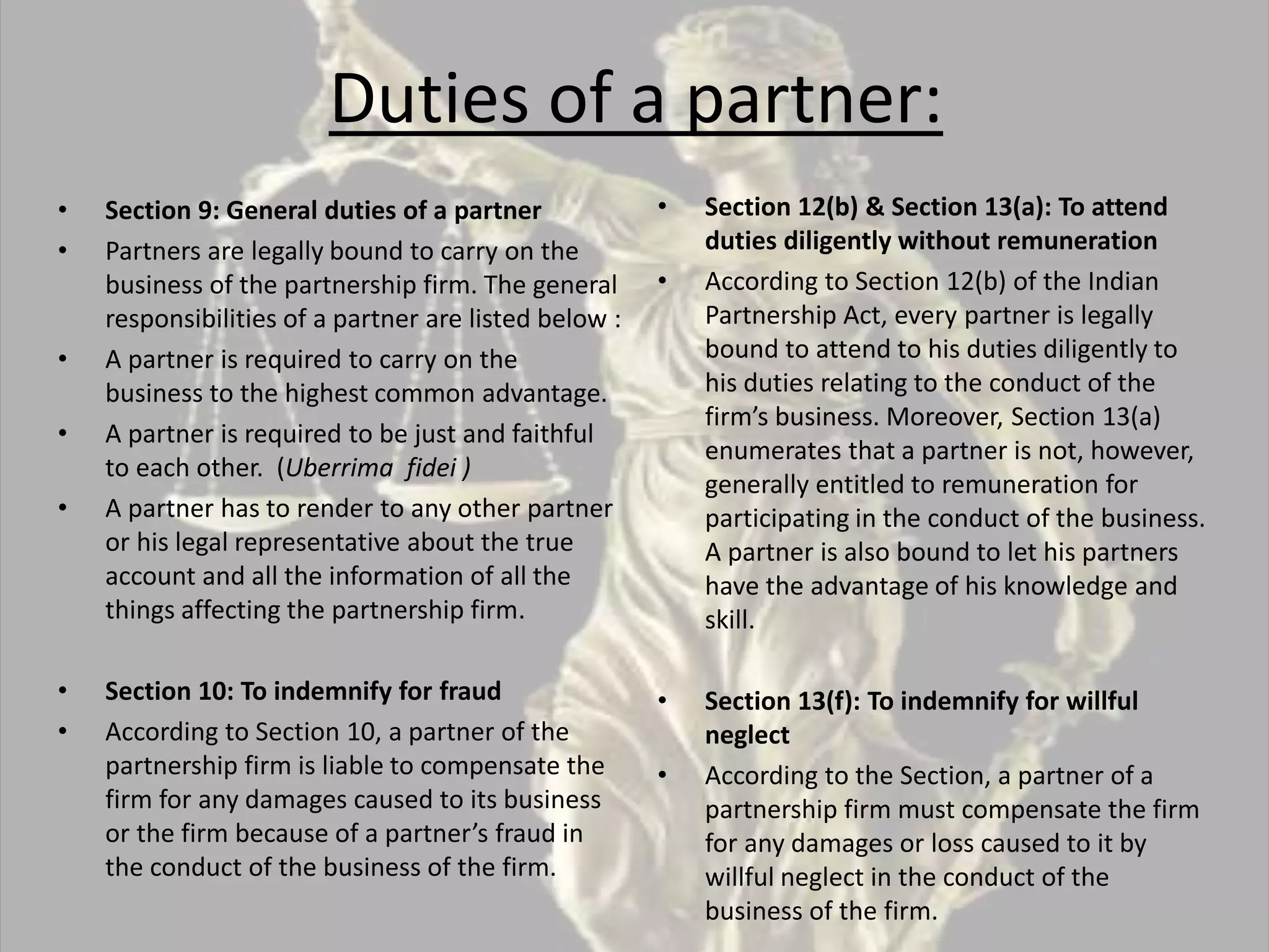 Rights ,duties and liabilities of partners in partnership | PPTX