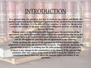 Rights ,duties and liabilities of partners in partnership | PPTX