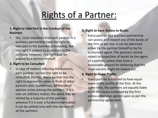 Rights ,duties and liabilities of partners in partnership | PPTX