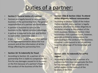 Rights ,duties and liabilities of partners in partnership | PPTX