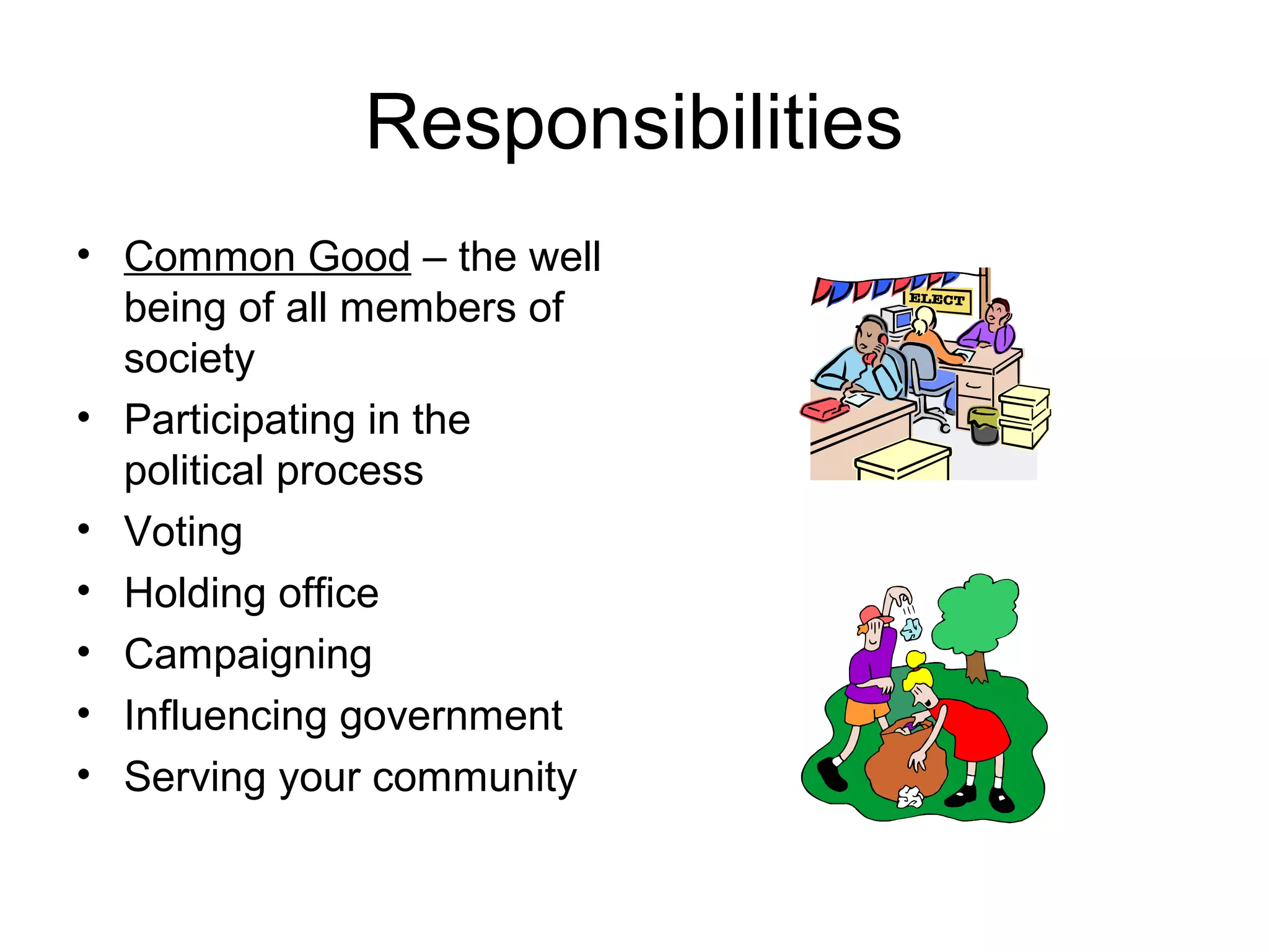 Rights duties and responsibilities of a citizen | PPT