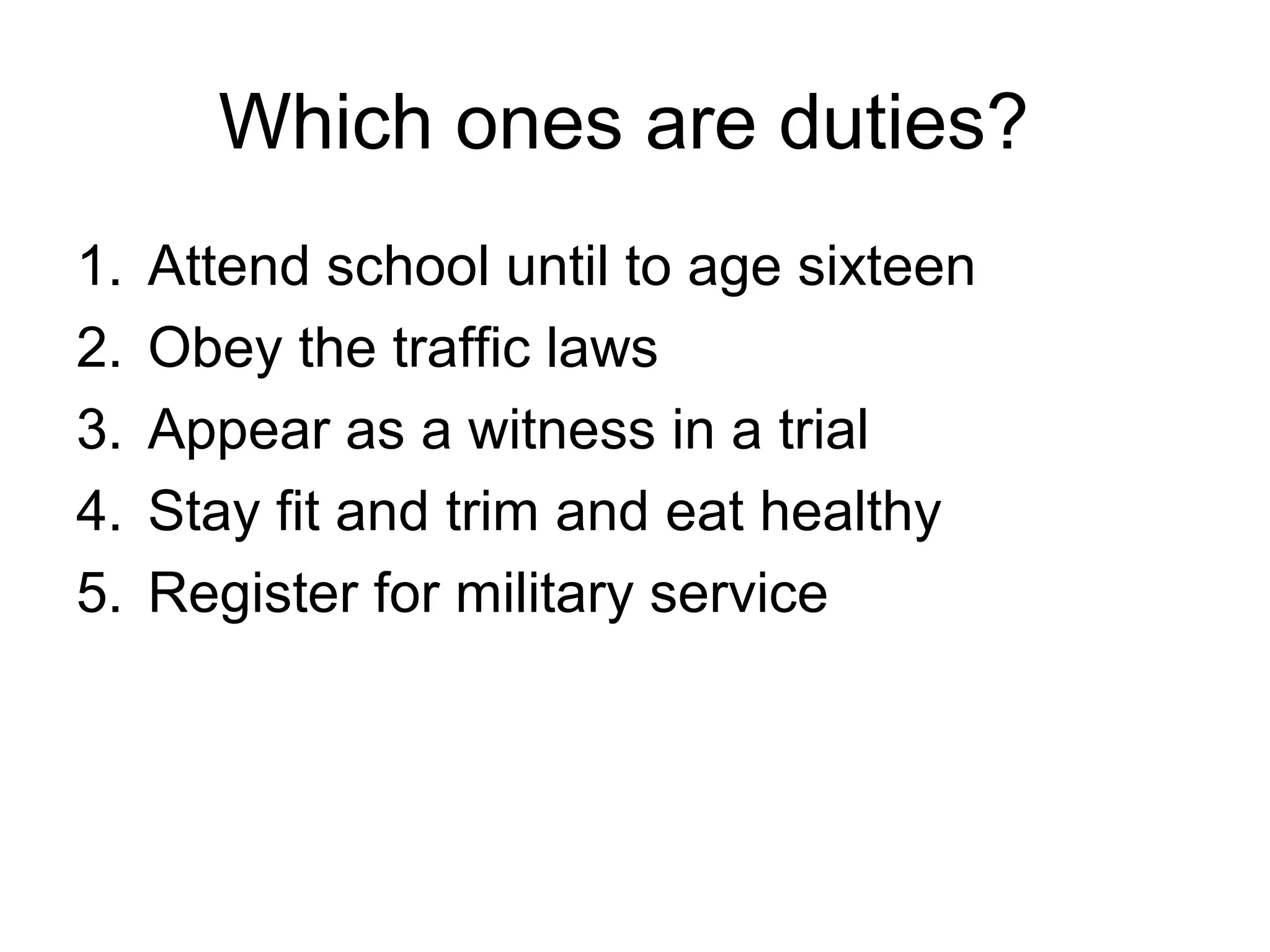 Rights duties and responsibilities of a citizen | PPT