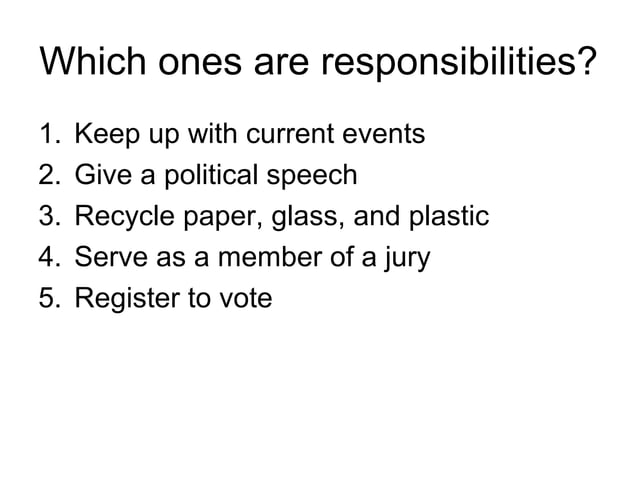 Rights duties and responsibilities of a citizen | PPT