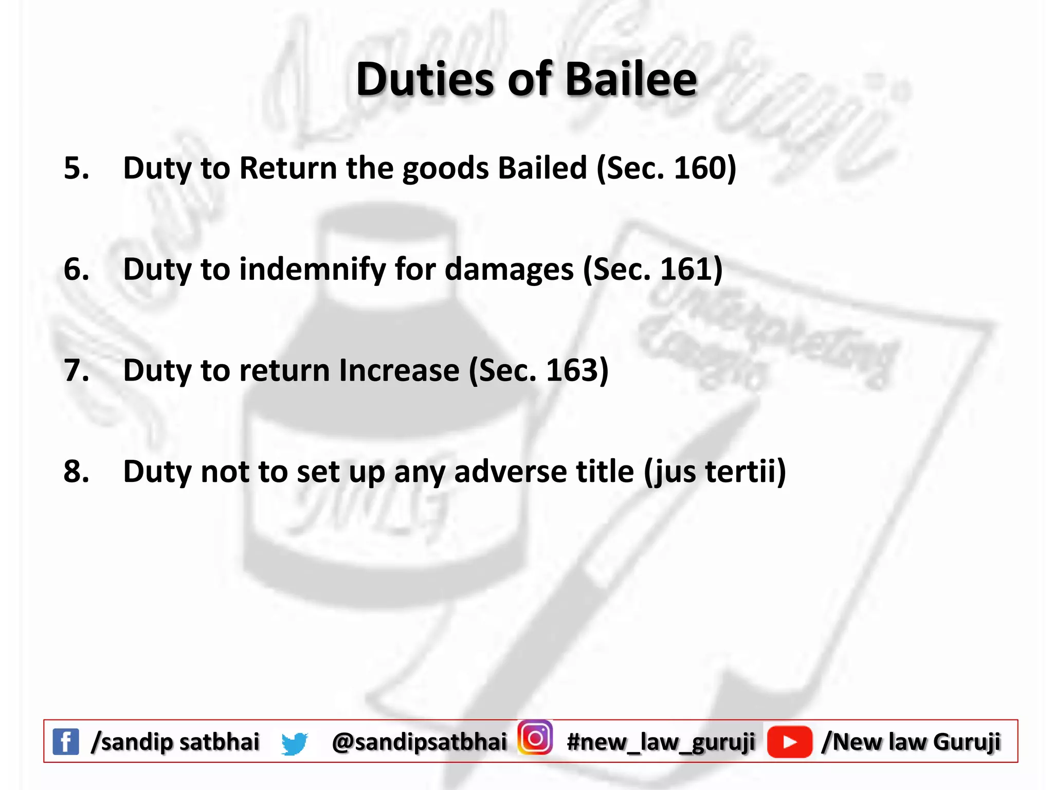 Rights and Duties of Bailor and Bailee | PPTX