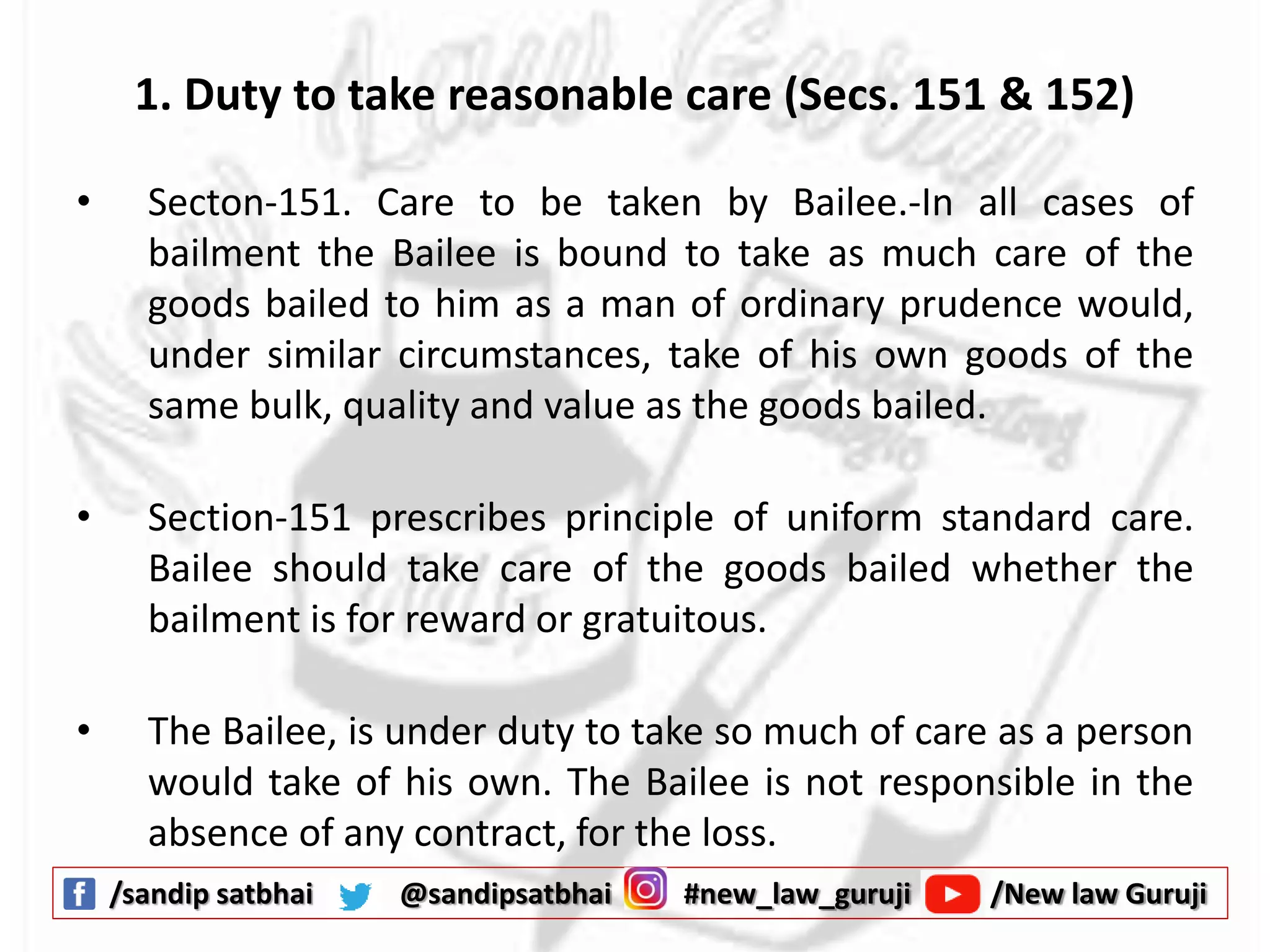 Rights and Duties of Bailor and Bailee | PPTX