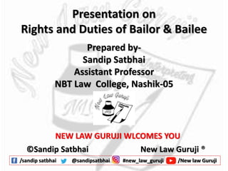 Rights and Duties of Bailor and Bailee | PPTX