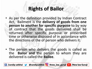 Rights and Duties of Bailor and Bailee | PPTX
