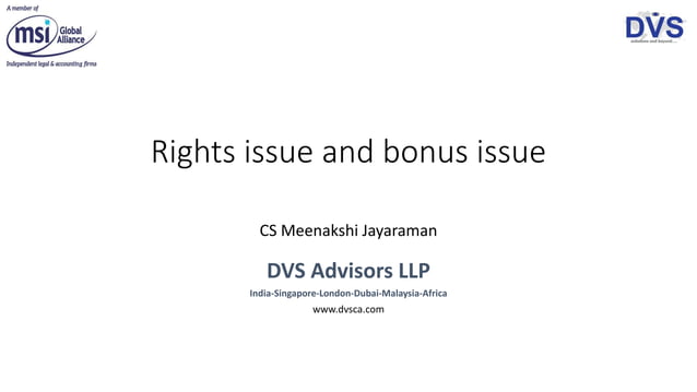 Rights issue and bonus issue | PPTX