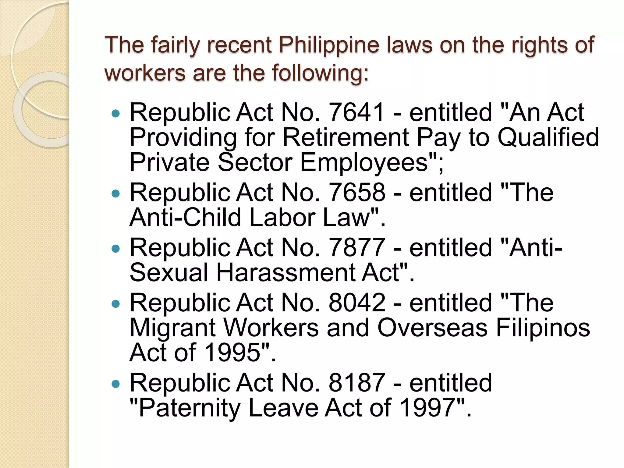 Rights of filipino workers | PPTX