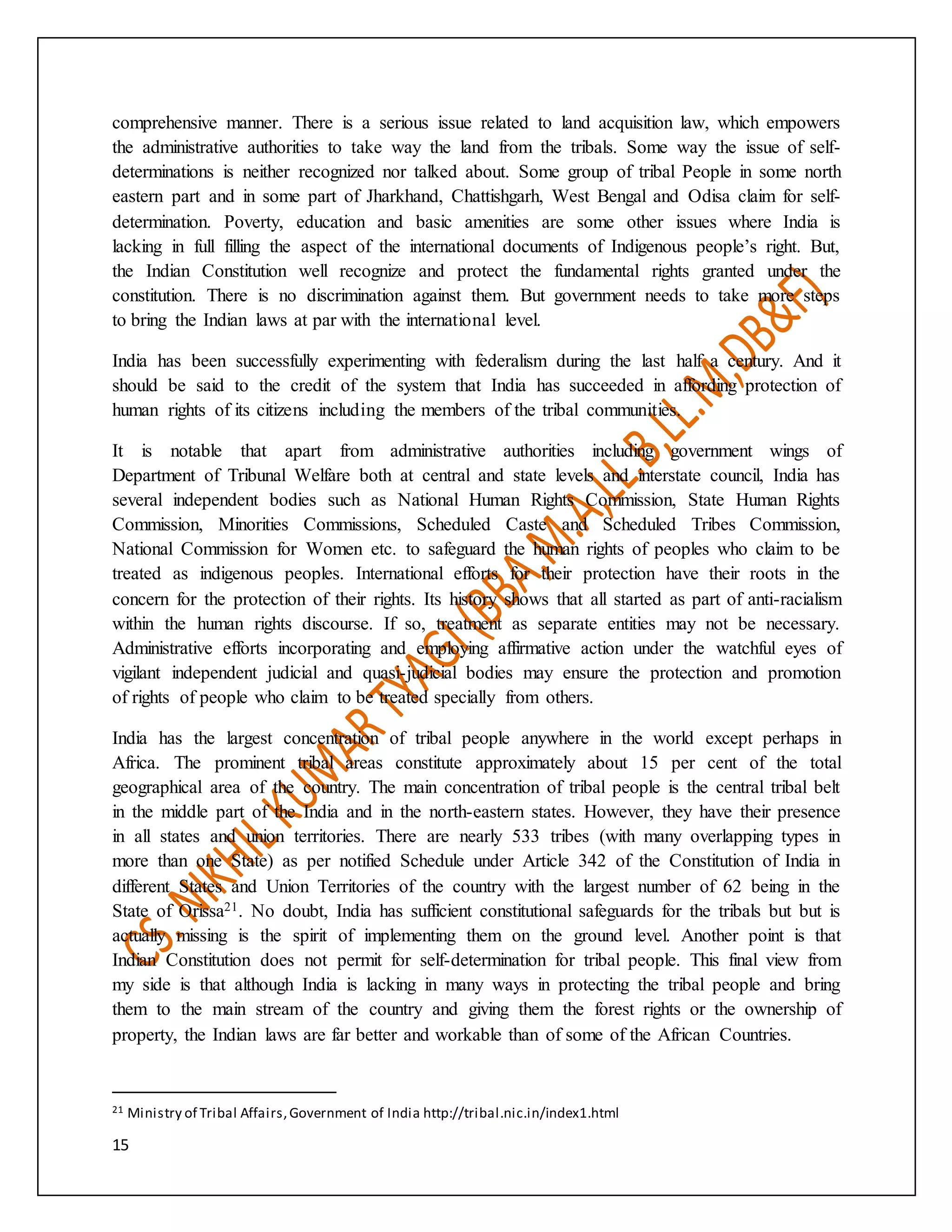 Rights of indigenous people | DOCX