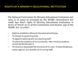 Rights of minority institutions | PPTX
