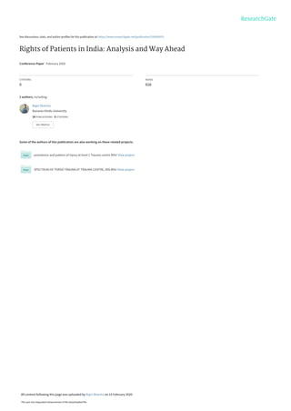 Rights of patients in india analysis and way ahead | PDF