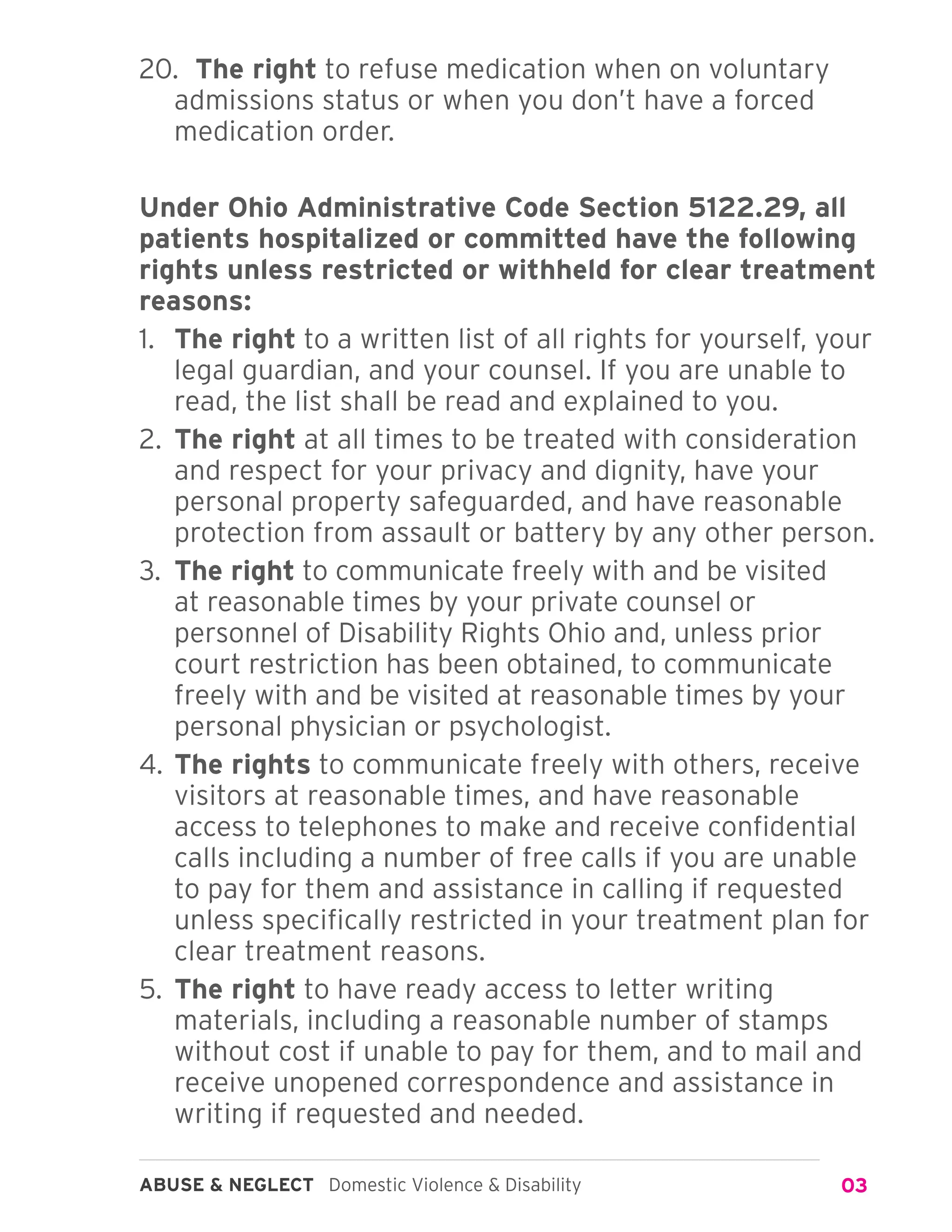 Rights of Persons Served MH Ohio | PDF