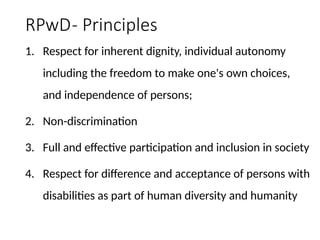Rights of Persons with Disabilities Act, 2006 & 2016 | PPTX