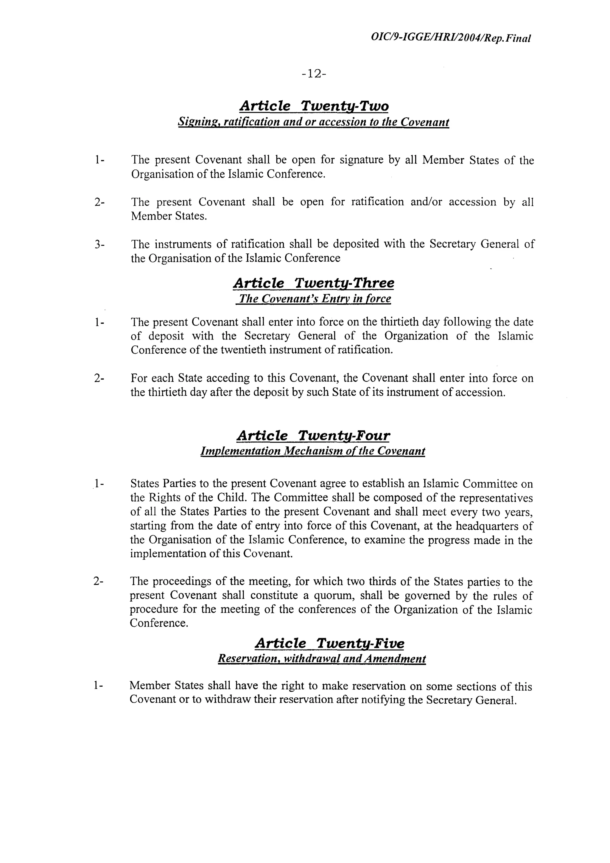 Convention on Rights of the child in Islam | PDF