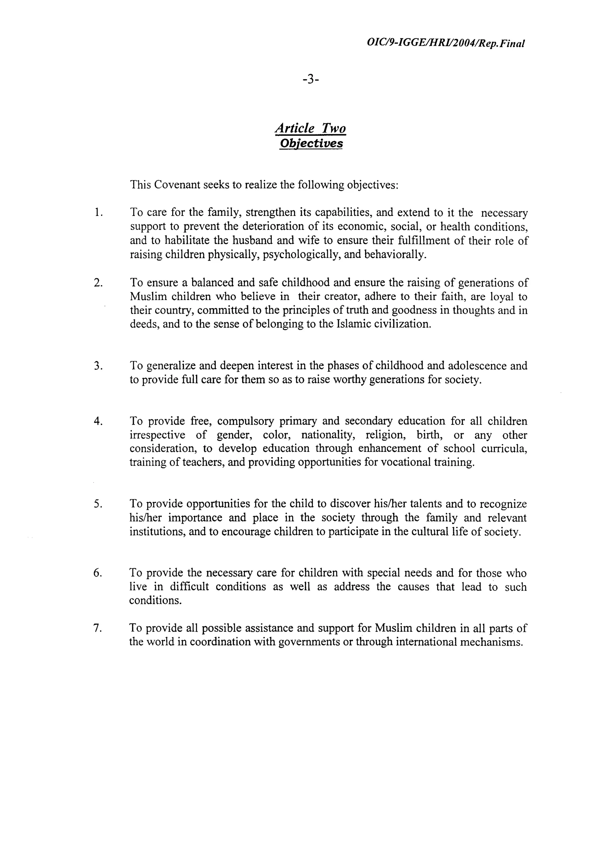 Convention on Rights of the child in Islam | PDF