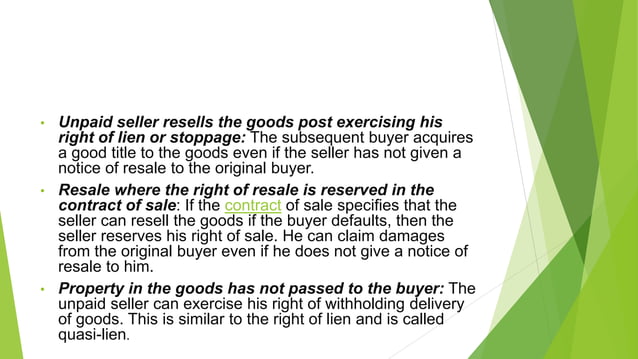 Rights of Unpaid Seller Against Goods.pptx | Real Estate Buying and ...