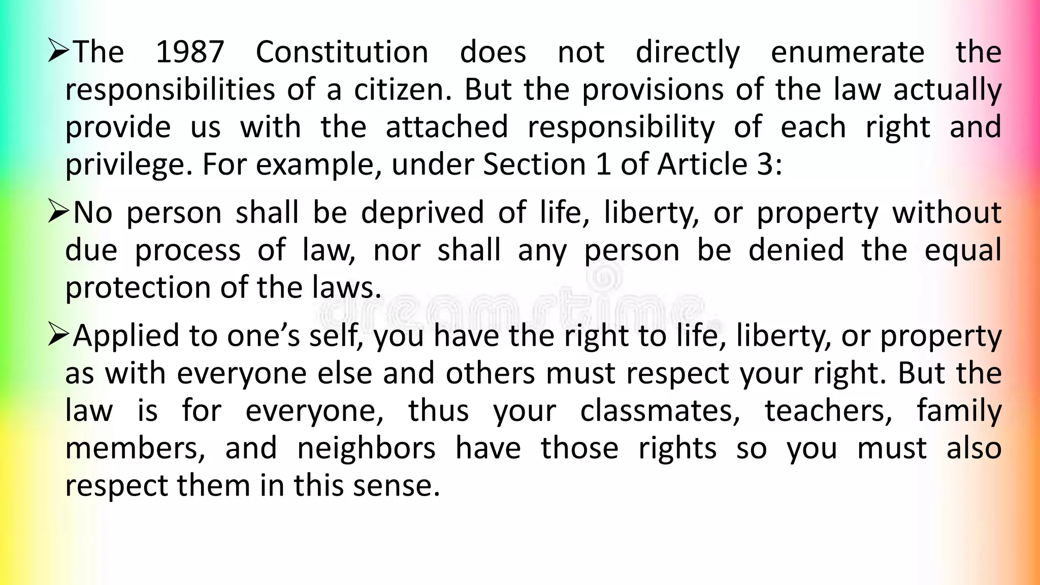 Rights, privileges and responsibilities of a citizen | PPTX