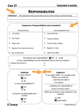 Rights and Responsibilities Can I_lesson_student_handouts | PDF