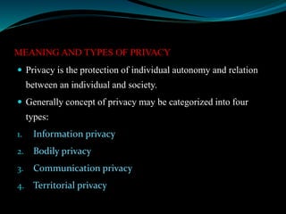 Right to privacy with special reference to marriage [ppt] | PPTX