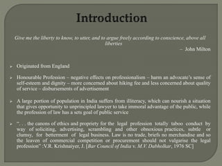 Right to advertisement of advocates | PPT