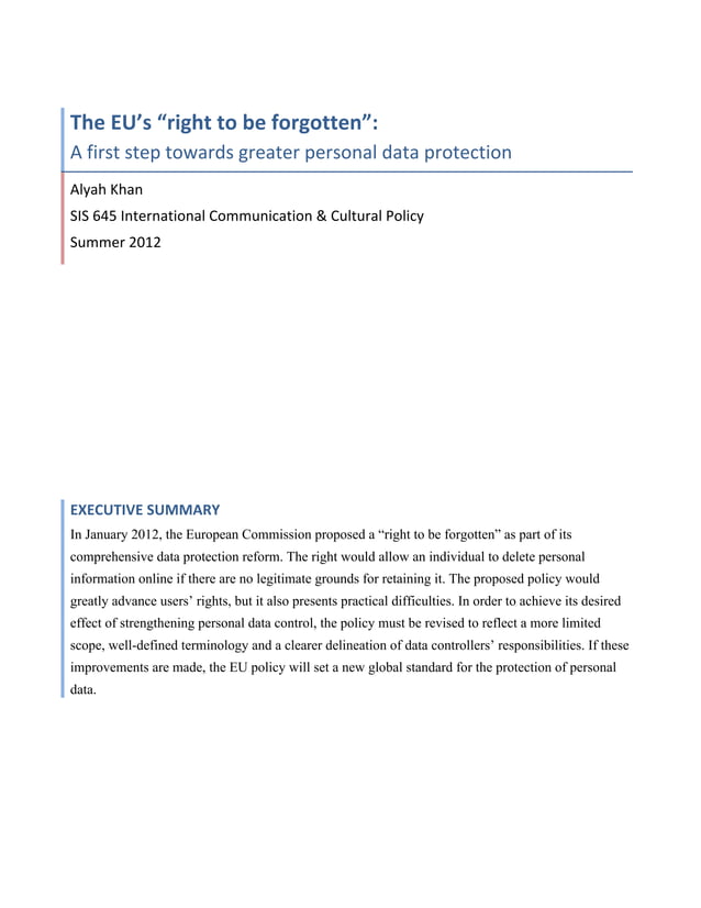 Right to be forgotten final paper | PDF
