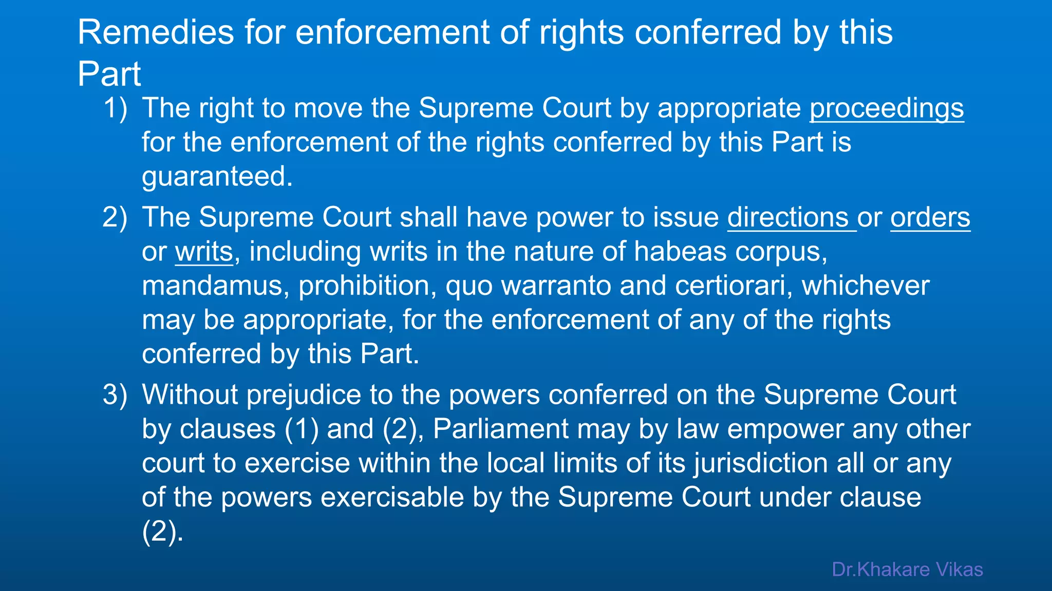 Right to constitutional remedies | PDF