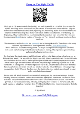 Right To Die Essay | PDF