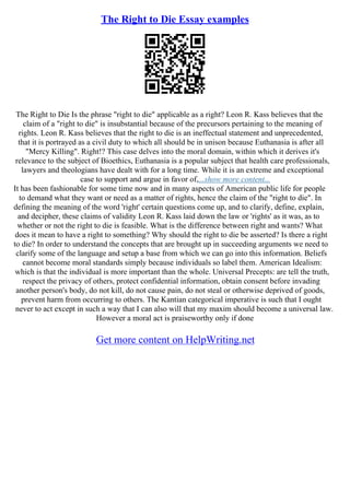 Right To Die Essay | PDF