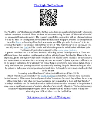 Right To Die Essay | PDF