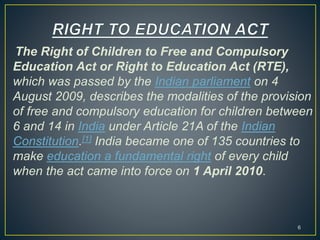 Right to education PRESENTATION | PPTX