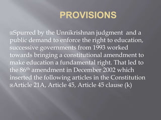 Right to education Act 2009 ppt prepared by Rajashree J Jawale | PPTX