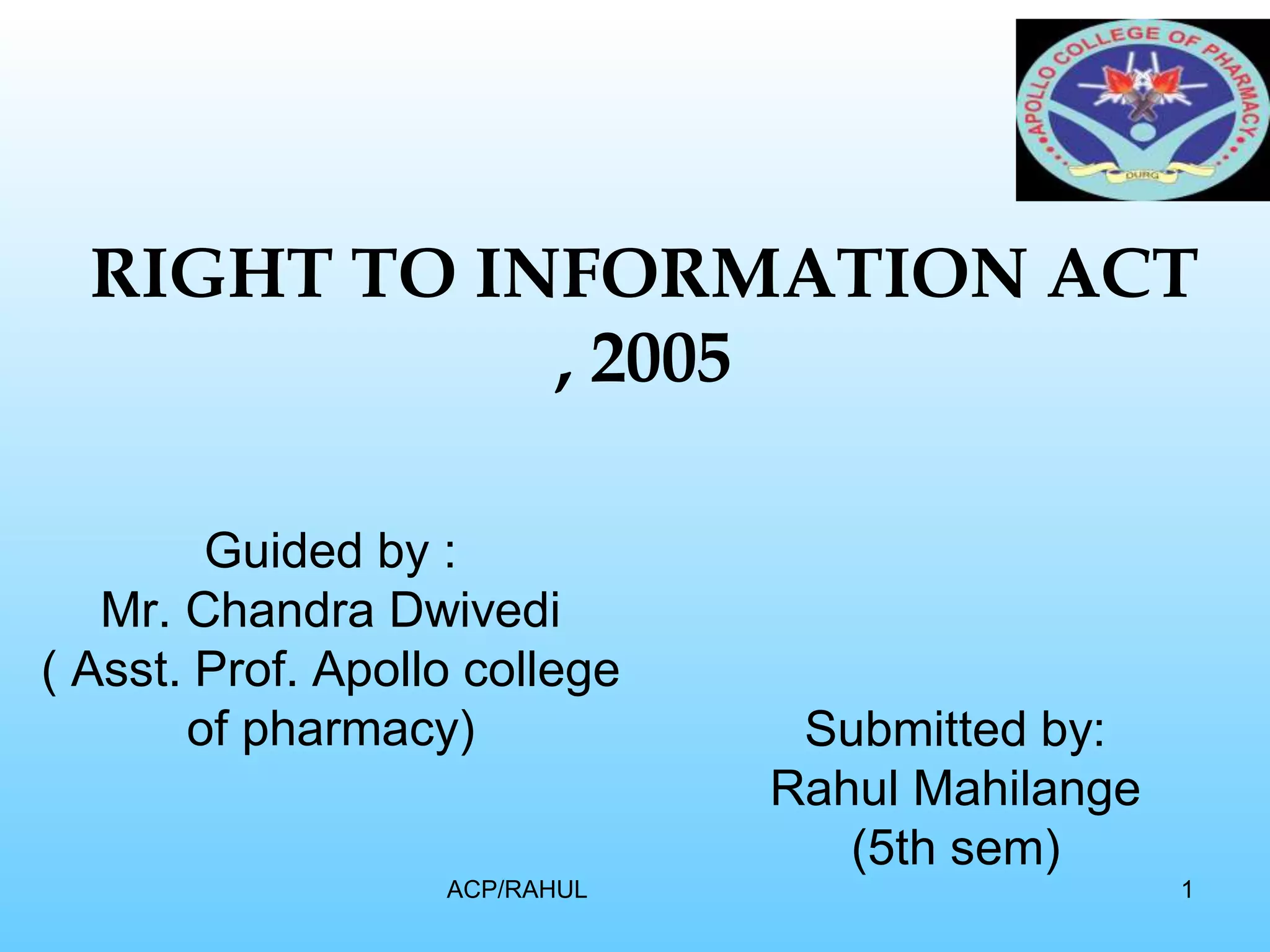 Right to information Act-2005 | PDF