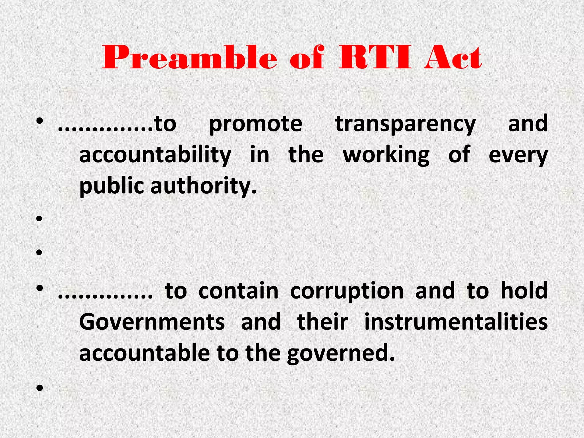 Right to information act | ODP