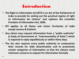 Right to information act | ODP