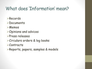 Right to Information Act, 2005 | PPTX