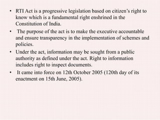 Right to information act, 2005 | PPTX
