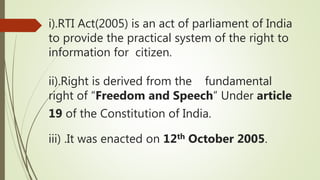 Right to information act (2005) | PPT