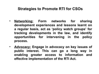 Right To Information And Civil Society Organisations | PPT