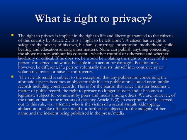 Right to privacy | PPT