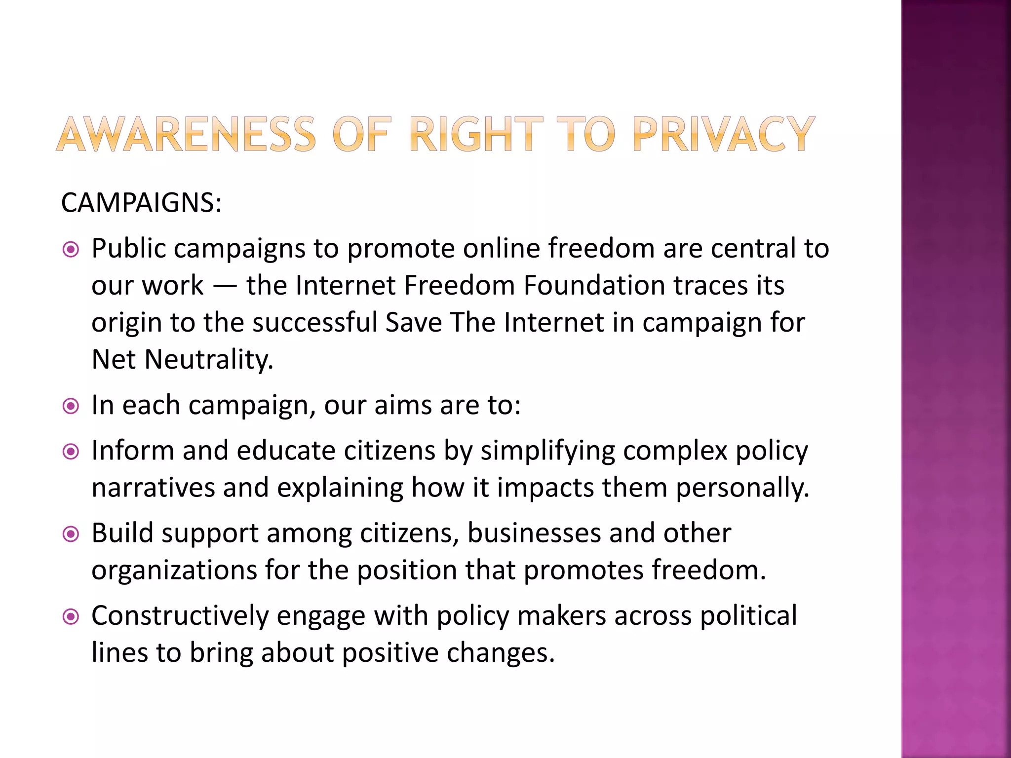 Right to privacy | PPTX | Political Issues & policy | Politics