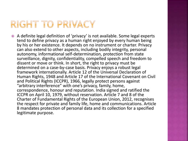 Right to privacy | PPTX | Political Issues & policy | Politics