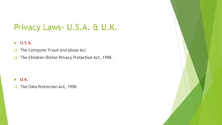 Right to privacy on internet and Data Protection | PPTX