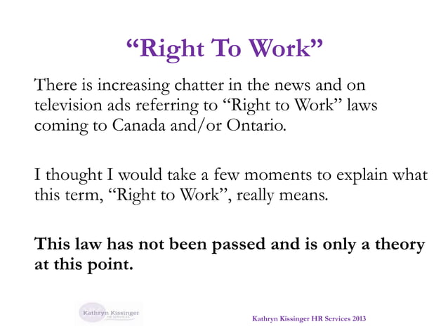 Right To Work Laws Explained | PPTX | Law