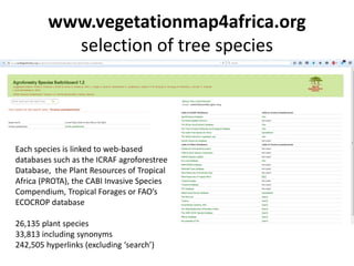 Right tree right place: vegetationmap4africa and Uganda Tree Finder | PPT