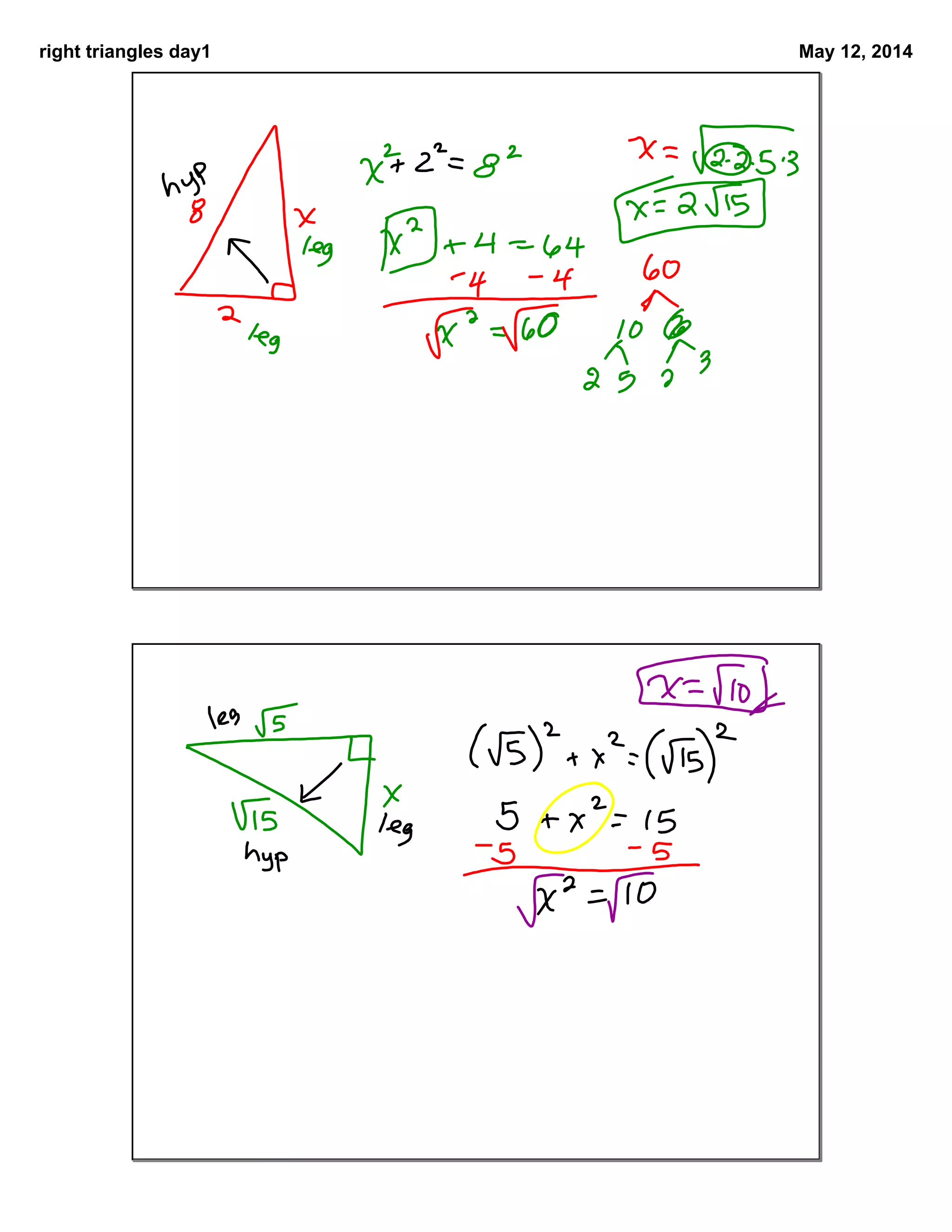 Right triangles day1 | PDF