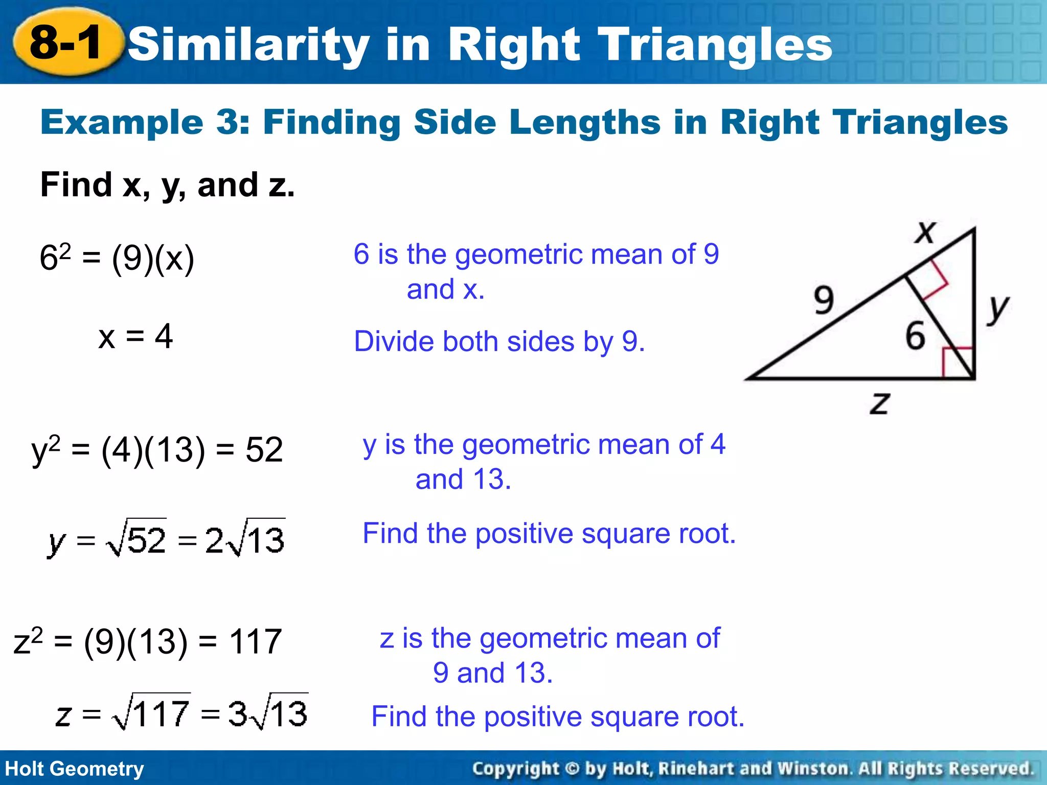 Right triangle similarity | PPT