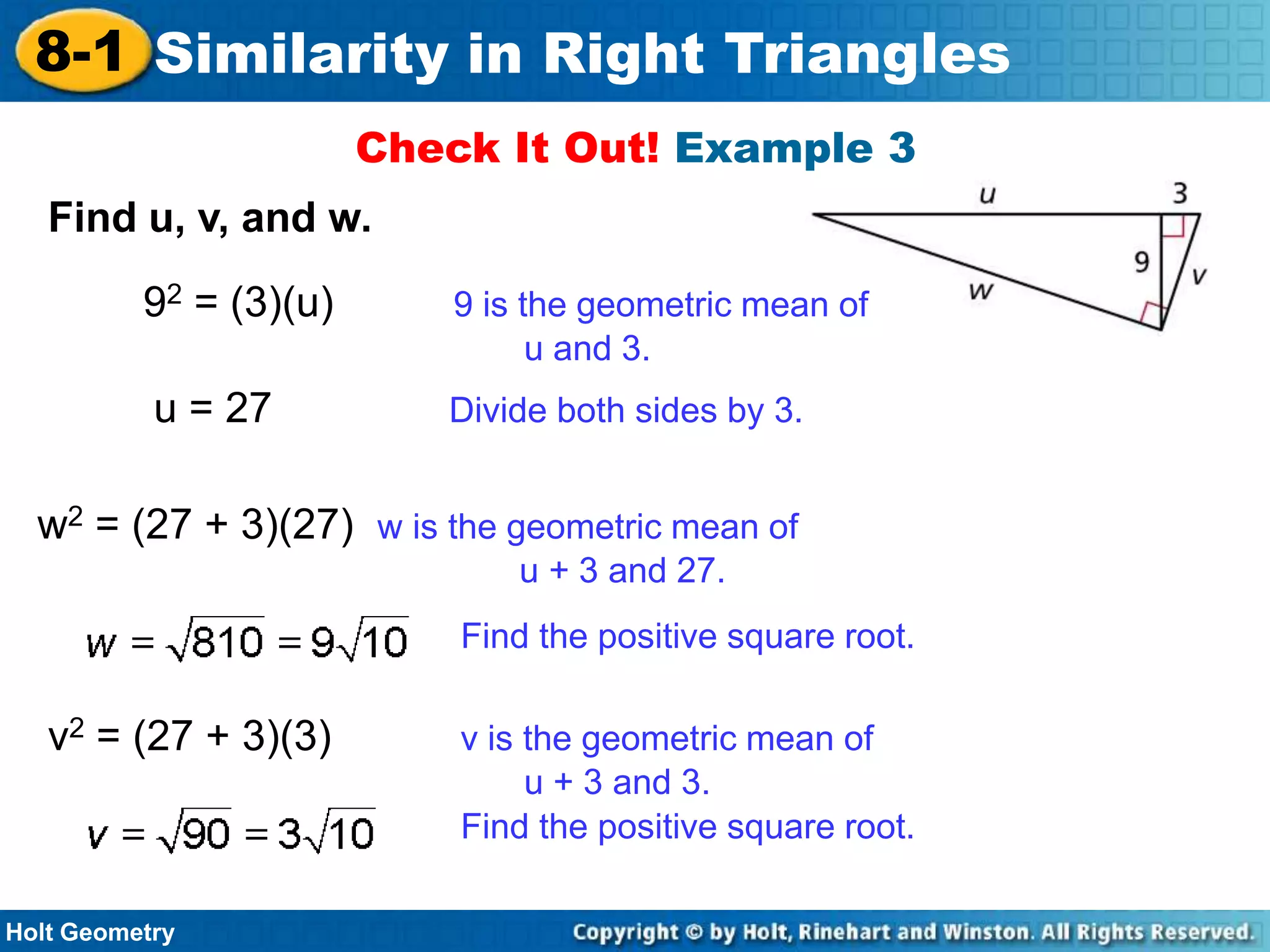 Right triangle similarity | PPT