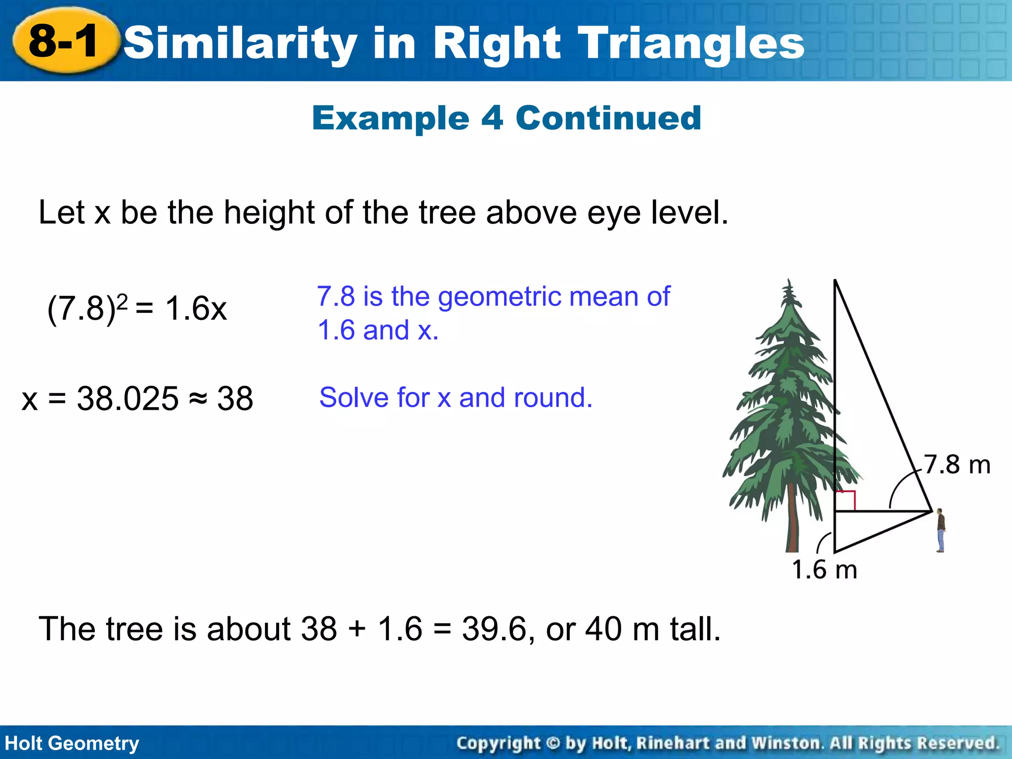 Right triangle similarity | PPT