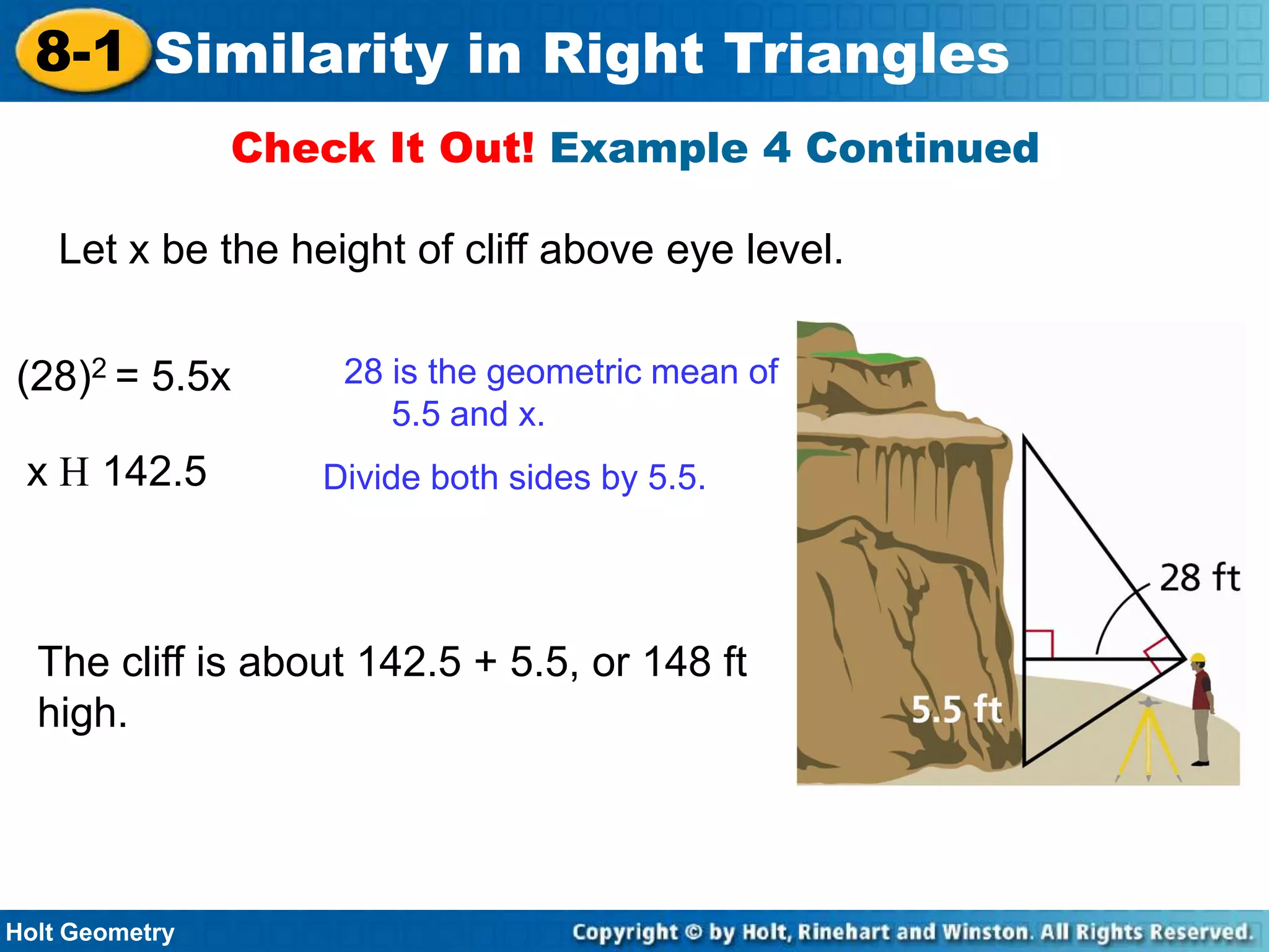Right triangle similarity | PPT